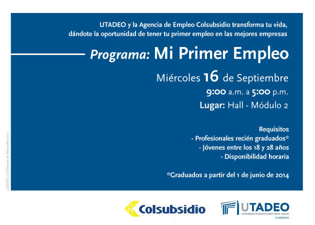 Programa Mi Primer Empleo | Universidad de Bogotá Jorge Tadeo Lozano